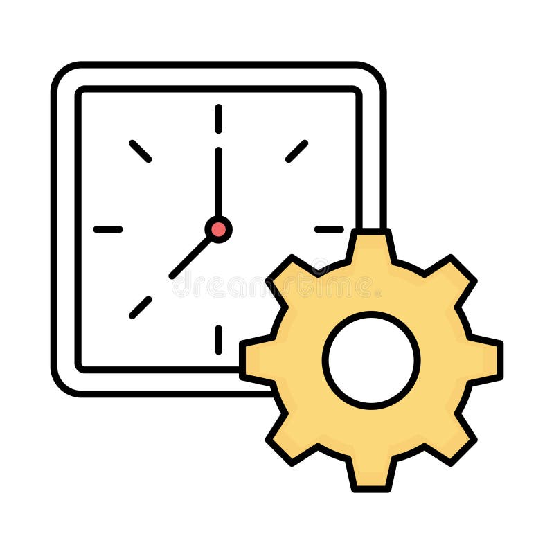 Clock Settings Line Icon, Concept Sign, Outline Vector Illustration ...