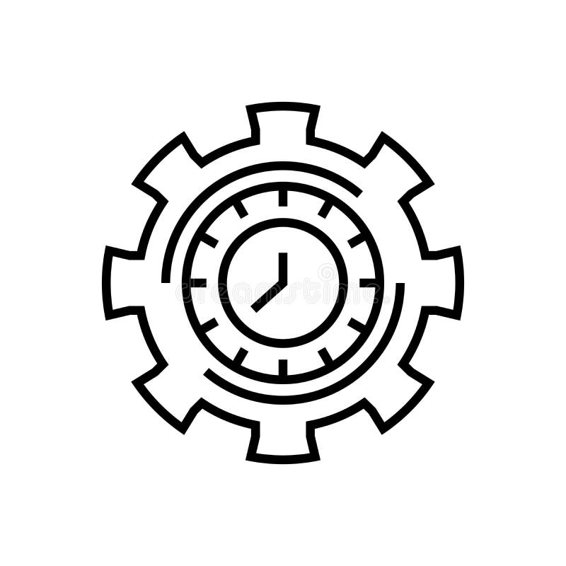 Clock Settings Line Icon, Concept Sign, Outline Vector Illustration ...