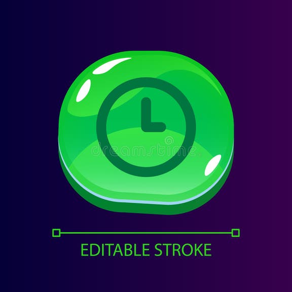 Clock Setup Glossy Ui Button with Linear Icon Stock Vector - Illustration of glossy, editable ...