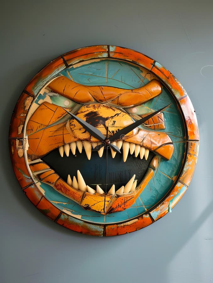 A Clock with a Shark S Mouth on it Stock Image - Image of sharks, face ...