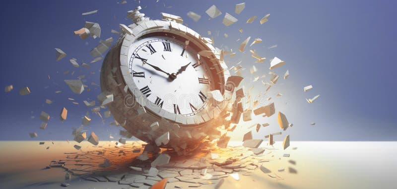 The Clock is Shattered into Pieces. Stock Illustration - Illustration ...