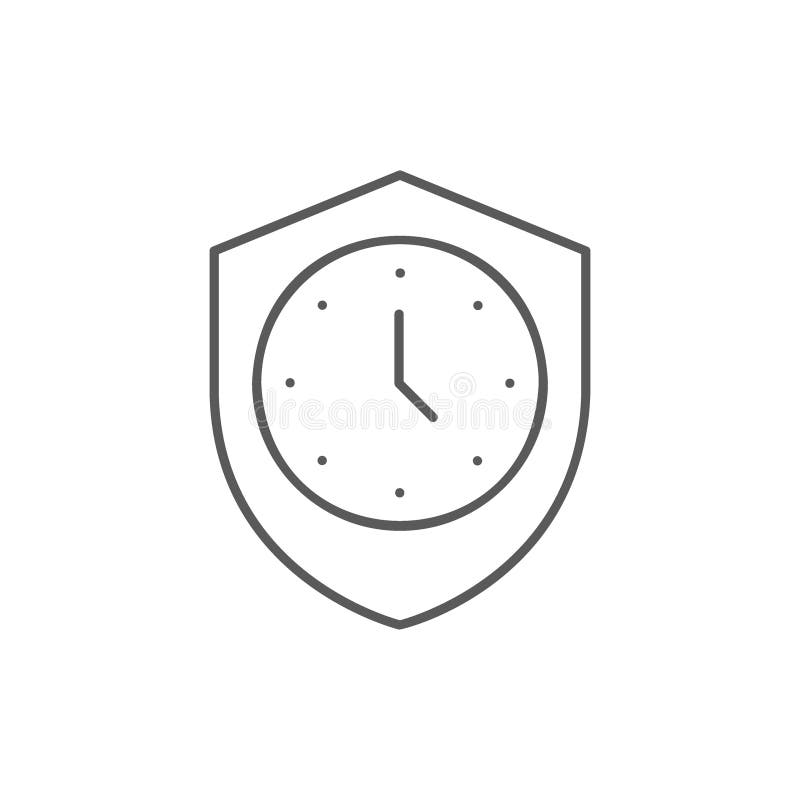 Clock with Shield, Privacy Time, Security Clock Lineal Icon. Time ...