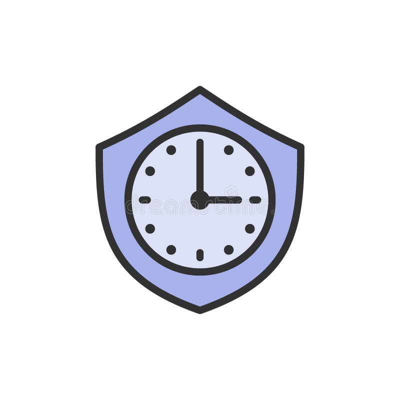 Clock with Shield, Security Time Line Icon. Stock Vector - Illustration ...