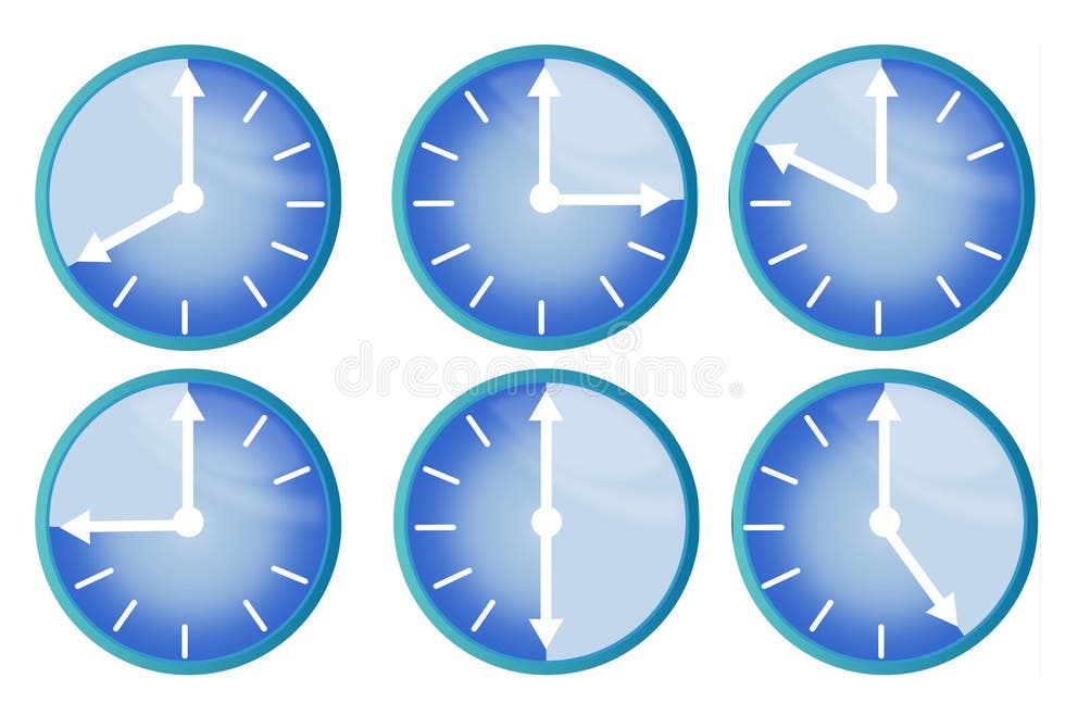 Clock Showing Different Times Stock Illustrations – 37 Clock Showing ...