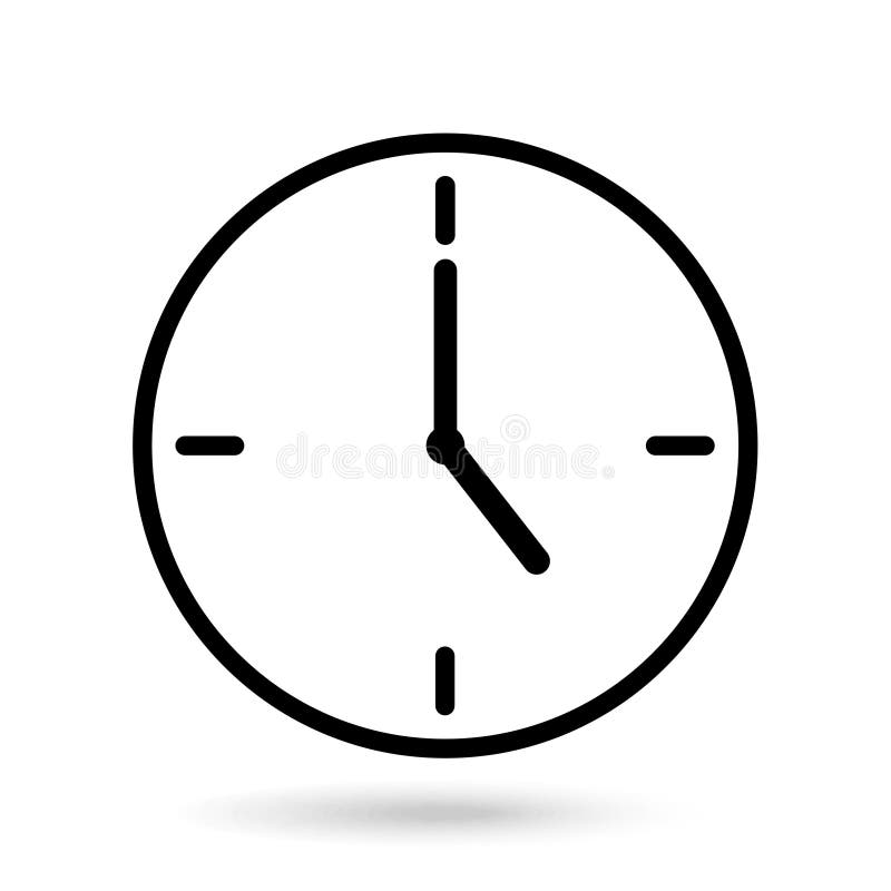 Five Hours Clock on White Background. Five O`clock Stock Illustration ...