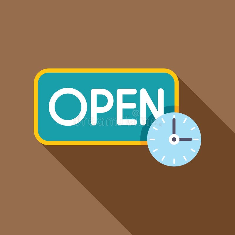 Clock Showing Open Hours Hanging on Wall Sign Stock Illustration ...