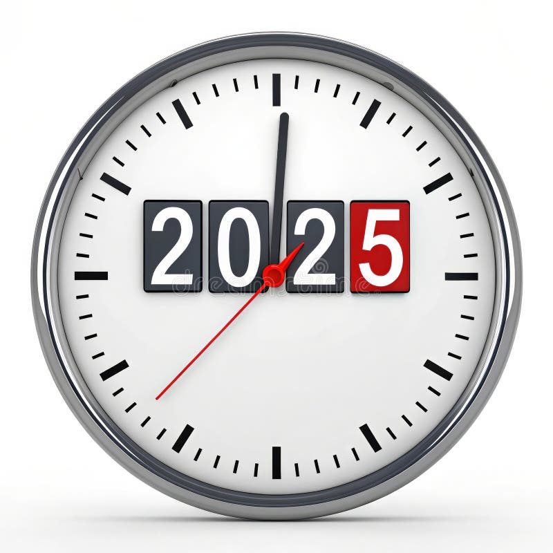 2025 New Year Clock Countdown Clock Showing 2025 Symbolizing Time ...