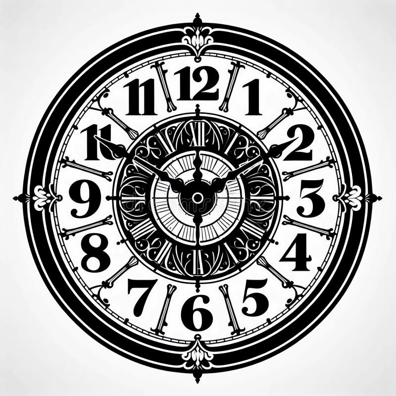 A clock showing time stock illustration. Illustration of symmetry ...