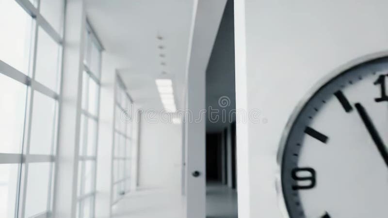Clock Showing Twelve O Clock in Modern Office Corridor Stock Footage ...