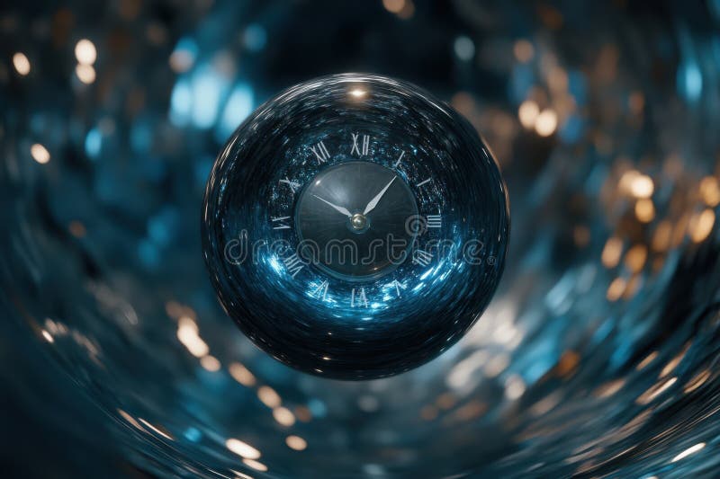 A Clock is Shown in a Distorted, Blurry Image with Roman Numerals Stock ...