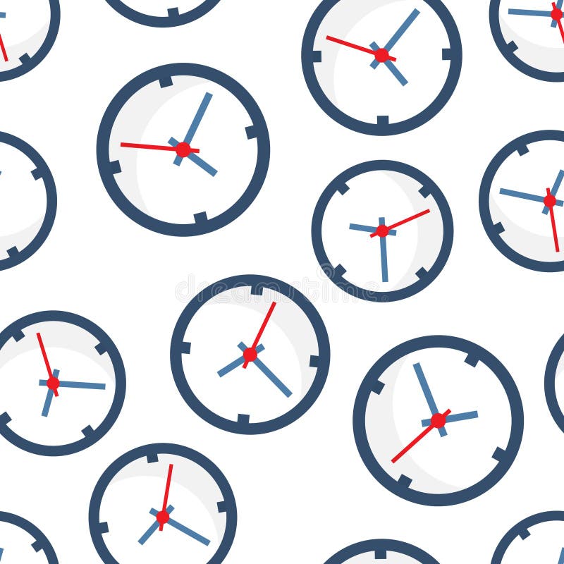 Clock Sign Icon Seamless Pattern Background. Time Management Vector ...