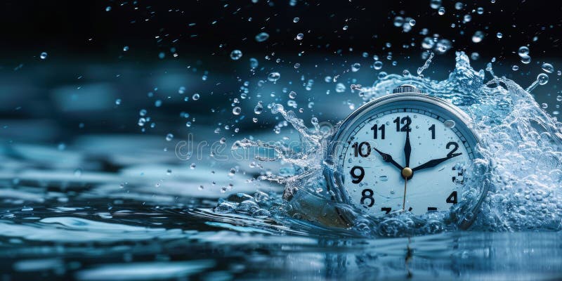 Clock Floating in Middle of Water. Generative AI Stock Illustration ...