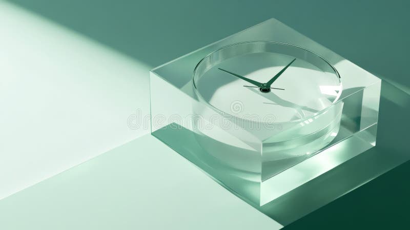 A Clock is Sitting in a Clear Glass Box Stock Illustration ...