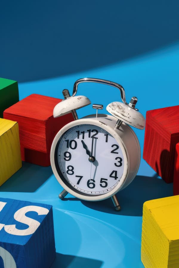 A Clock Sitting on a Table Next To Blocks. Can Be Used for Concepts of ...