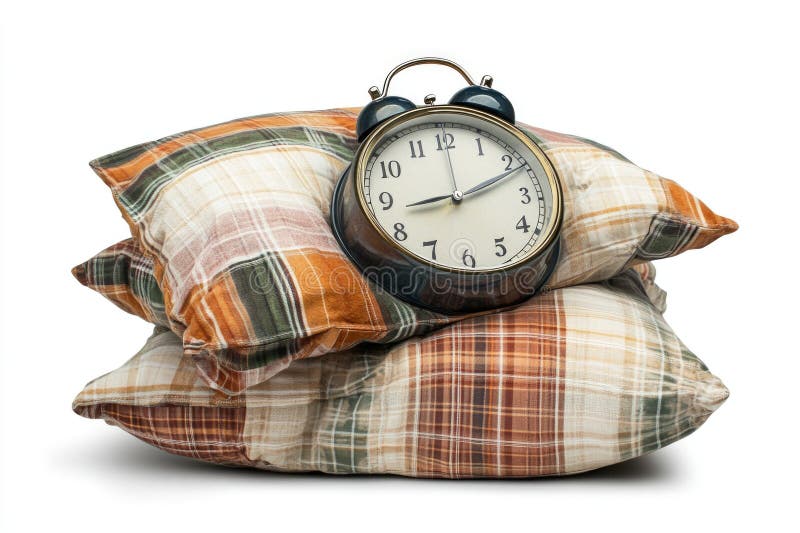 A Clock Sitting on Top of a Pile of Pillows Stock Image - Image of ...