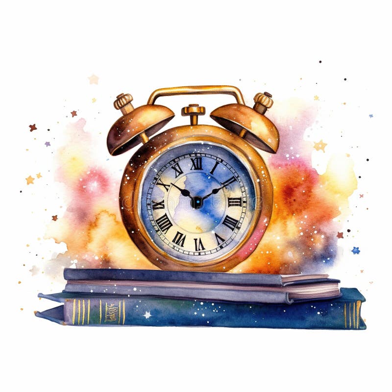 A Clock Sitting on Top of a Stack of Books. Generative AI Image. Stock ...