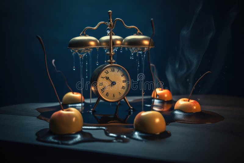 A Clock Sitting on Top of a Table Next To Apples. Generative AI Image ...