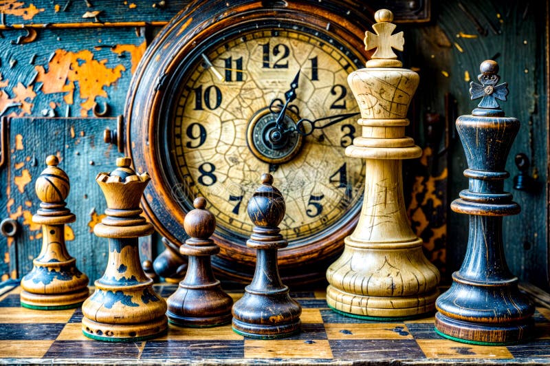 Clock Sitting Top Chess Board Stock Photos - Free & Royalty-Free Stock ...