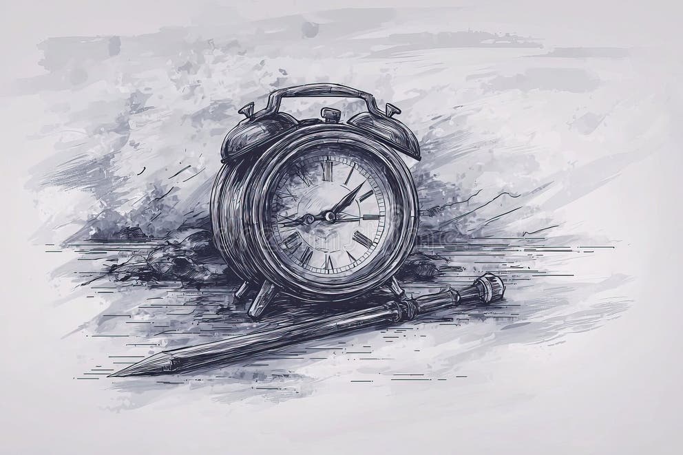 Clock Sketch: a Classic Representation of a Clock, Emphasizing Its ...