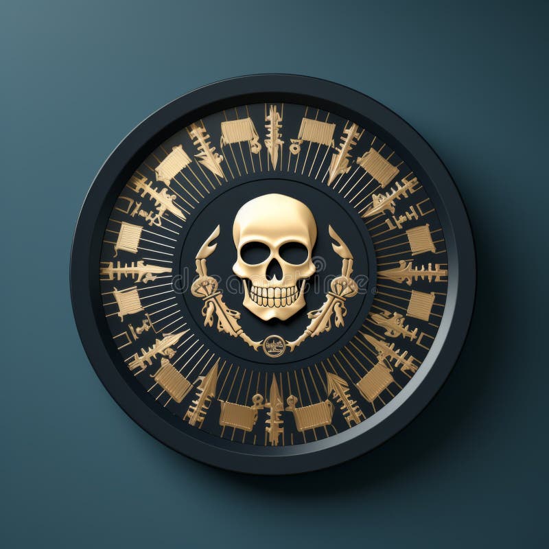 A Clock with a Skull on the Face and an Arrow Pointing To the Right ...
