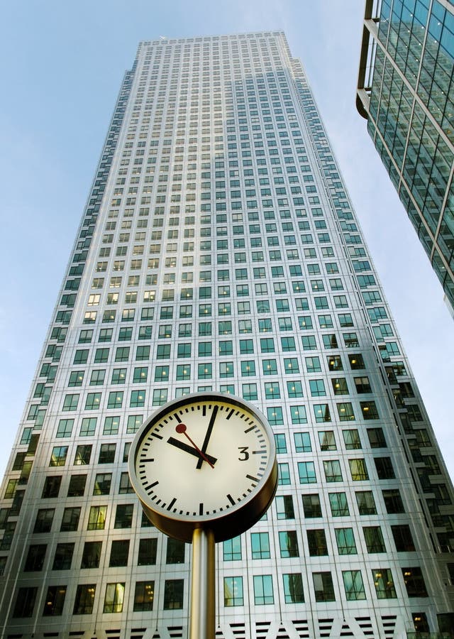 Clock and skyscrapers. stock image. Image of silver, exterior - 22318691
