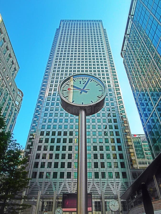 A clock and skyscrapers stock photo. Image of clock, london - 44155900