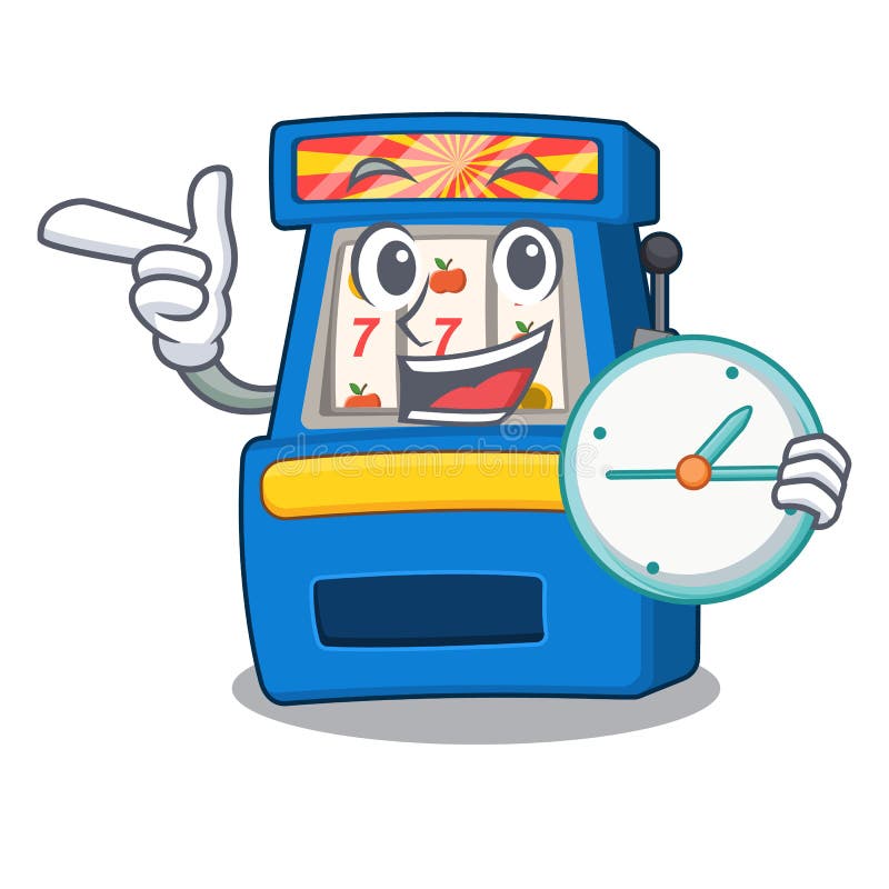 With Clock Slot Machine Isolated in the Character Stock Vector ...