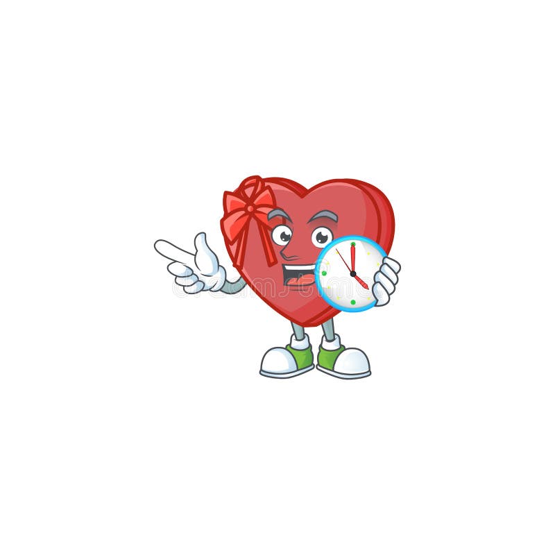 With Clock Smiling Love Gift Box Cartoon Mascot Style Stock Vector ...