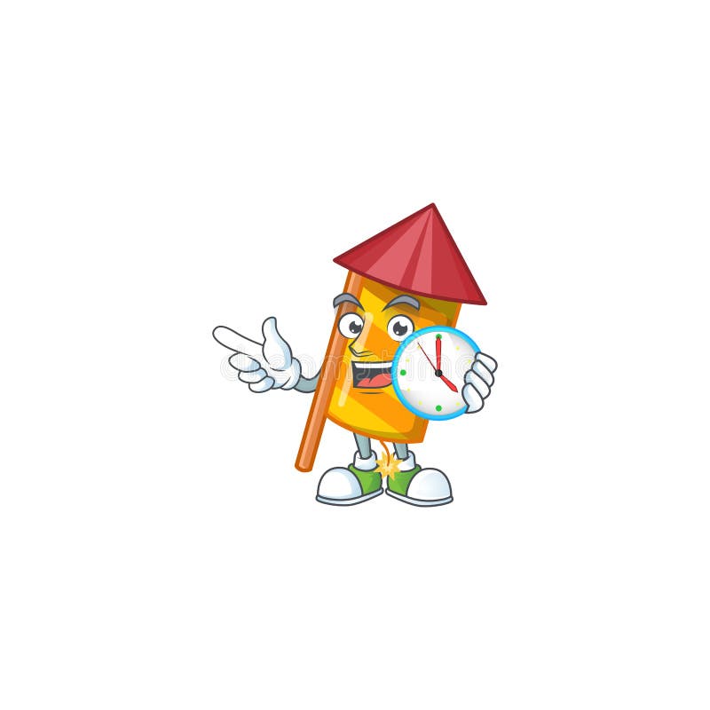 Funny Smiling Yellow Stripes Fireworks Rocket Cartoon Mascot Stock ...