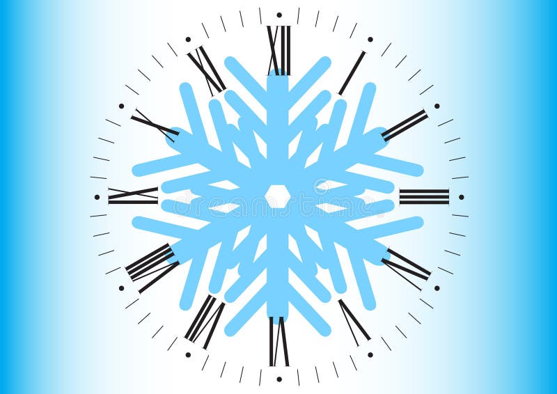 Clock and snowflakes stock illustration. Illustration of holiday - 22146107