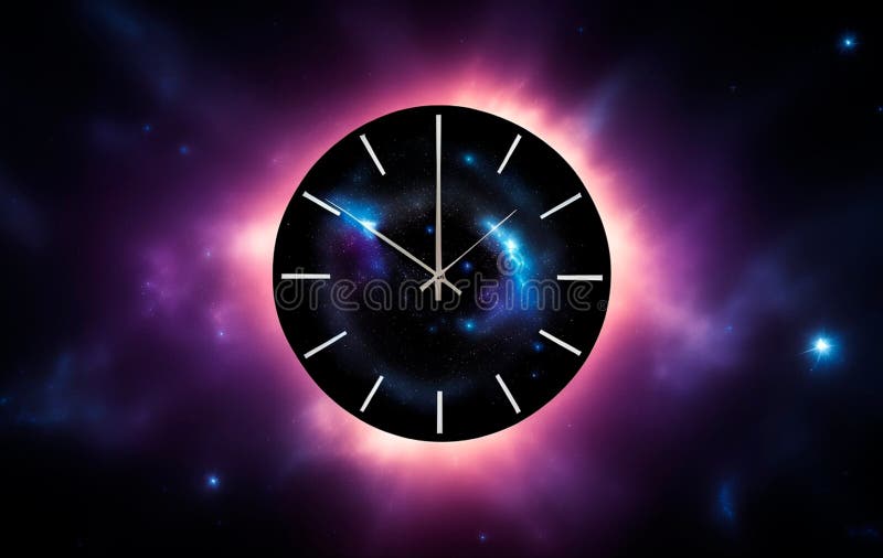 Clock in Space, Space in Clock Stock Illustration - Illustration of ...