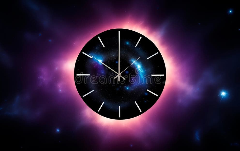 Clock in Space, Space in Clock Stock Illustration - Illustration of ...