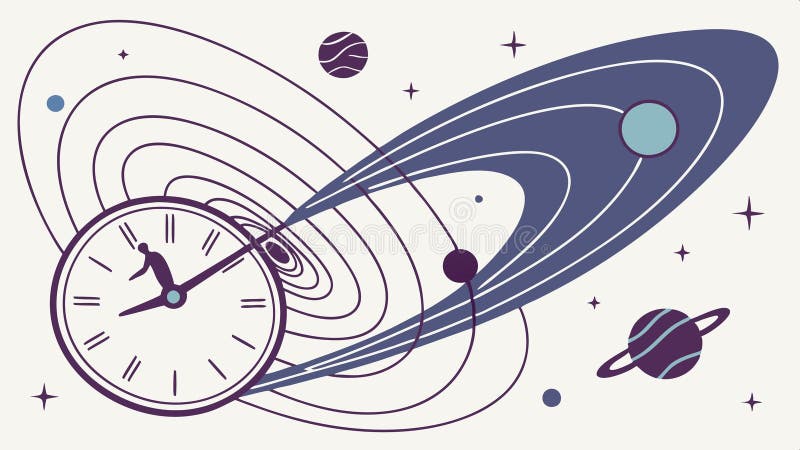 Clock and Space, Time and Universe Concept Illustration Vector Design ...