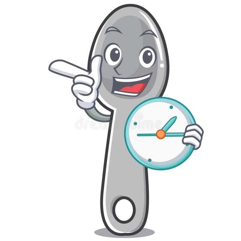 With Clock Spoon Character Cartoon Style Stock Vector - Illustration of ...