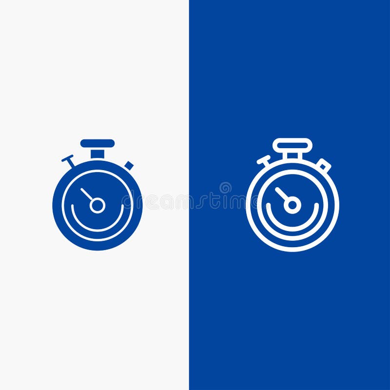 Clock, Sports, Stopwatch, Time Line and Glyph Solid Icon Blue Banner ...