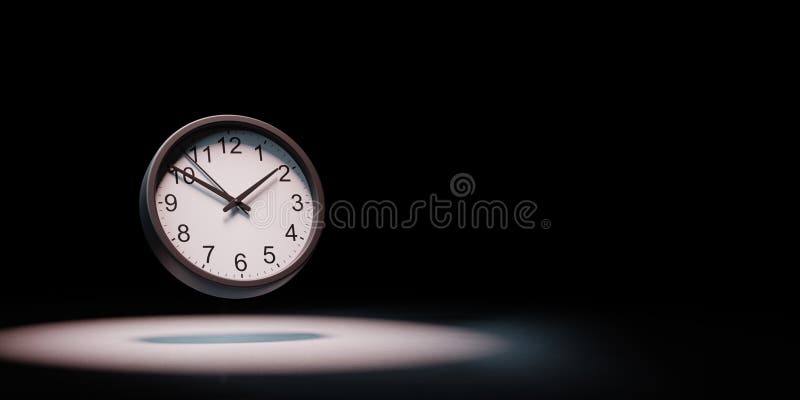 Clock Spotlighted on Black Background Stock Illustration - Illustration ...