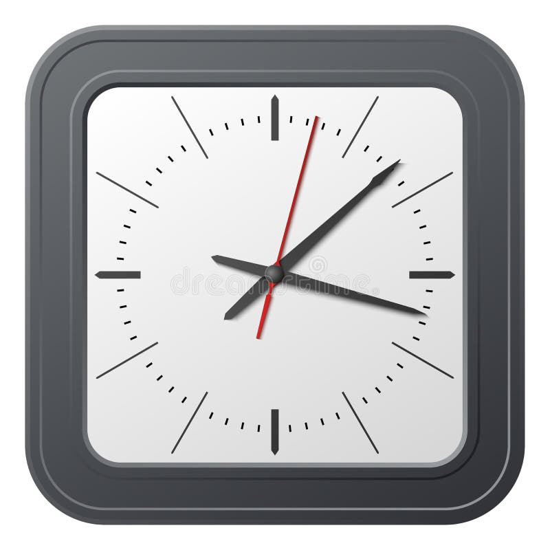 Clock in Square Frame. Realistic Wall Decoration in Modern Style Stock ...