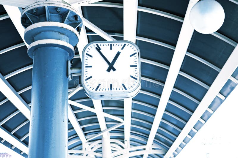 Clock on a station stock image. Image of clock, column - 23182683