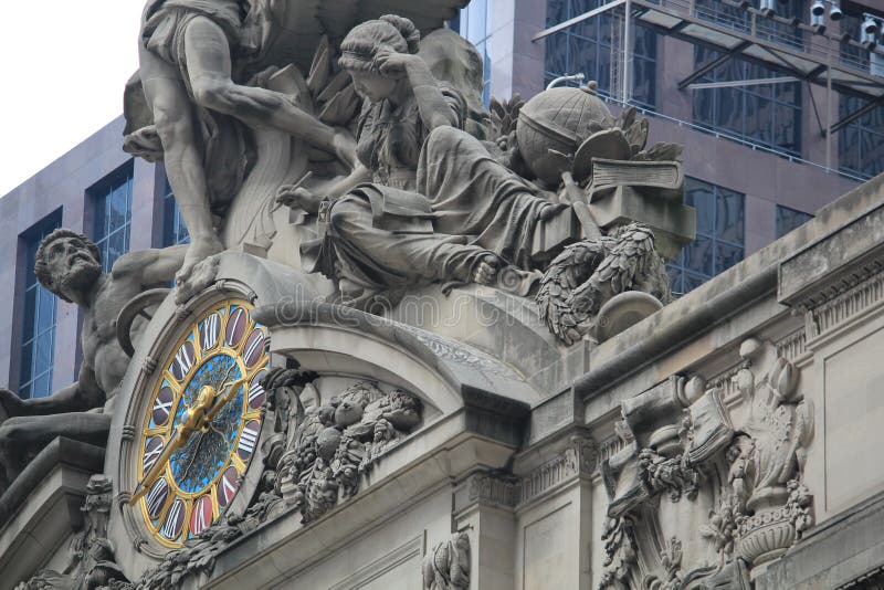 Clock with statues stock photo. Image of time, people - 50187228