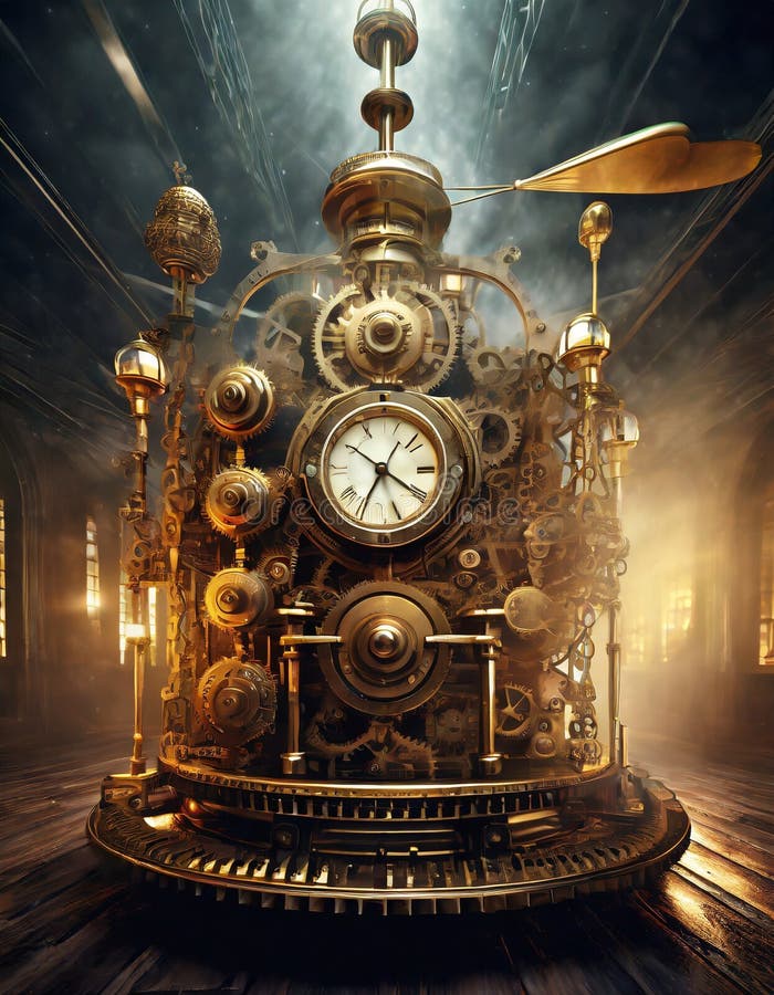 Clock in steampunk style stock illustration. Illustration of clock ...