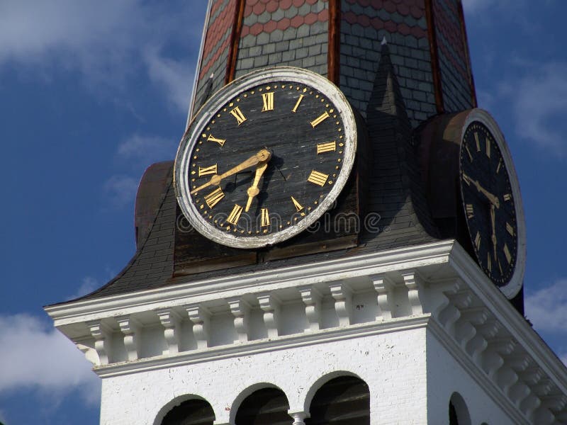 Clock On Steeple Of Old New England Church Picture. Image: 115665