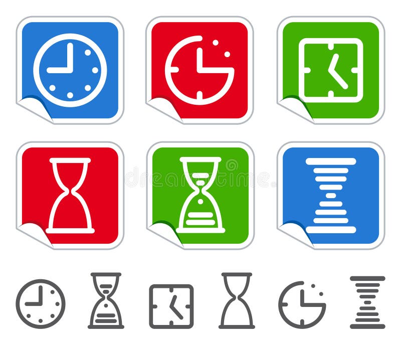 Clock on stickers stock vector. Illustration of clock - 102912344