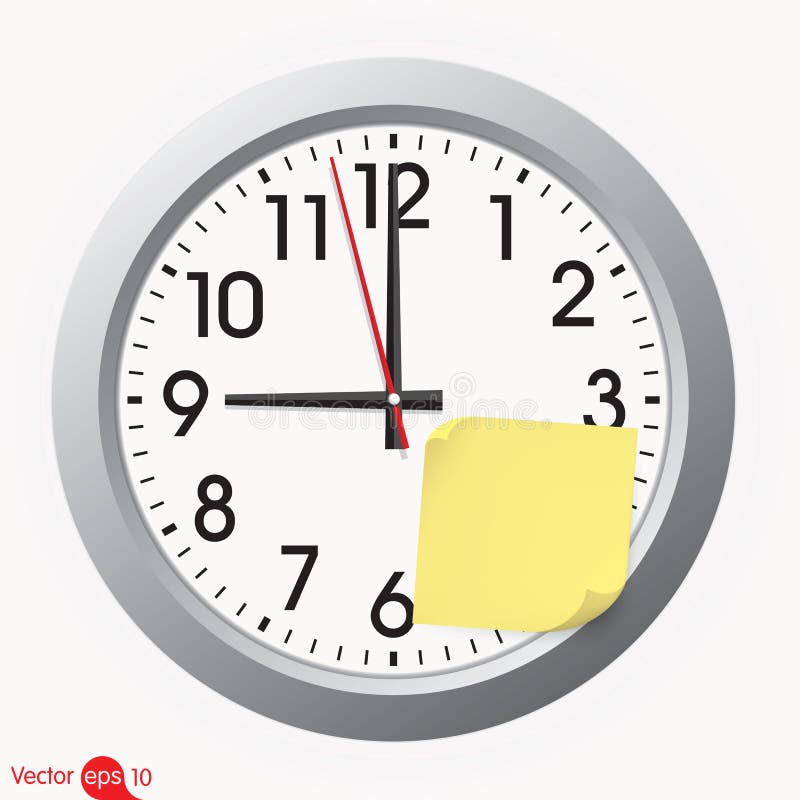 Clock with a Sticky Note School As a Symbol Stock Illustration ...