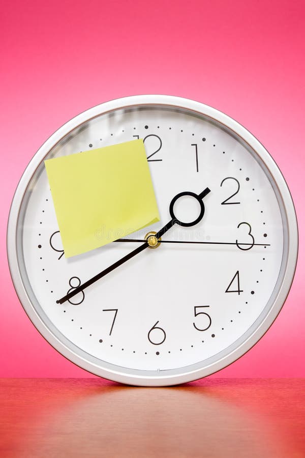 Clock with sticky paper stock photo. Image of second - 38480166