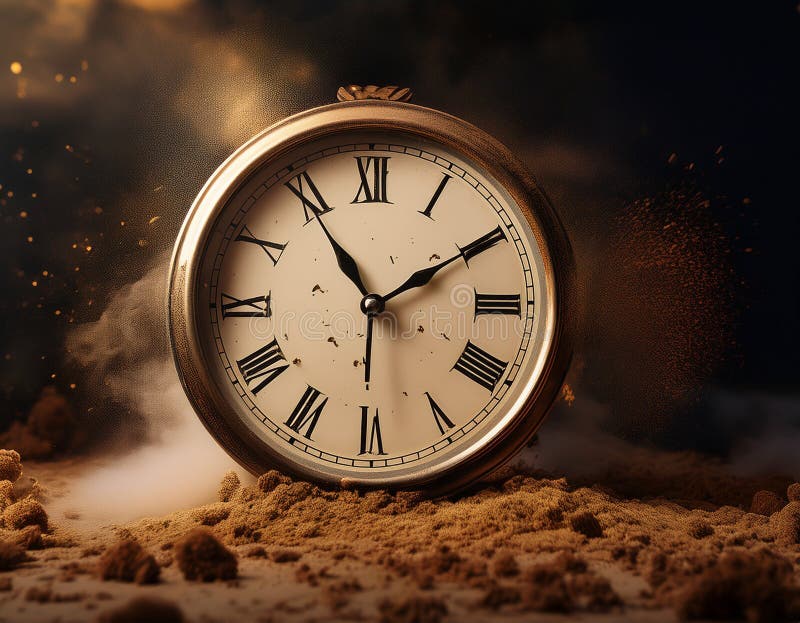 A Clock Stopped at Midnight and Surrounded by Dust, Symbolizing Failure ...
