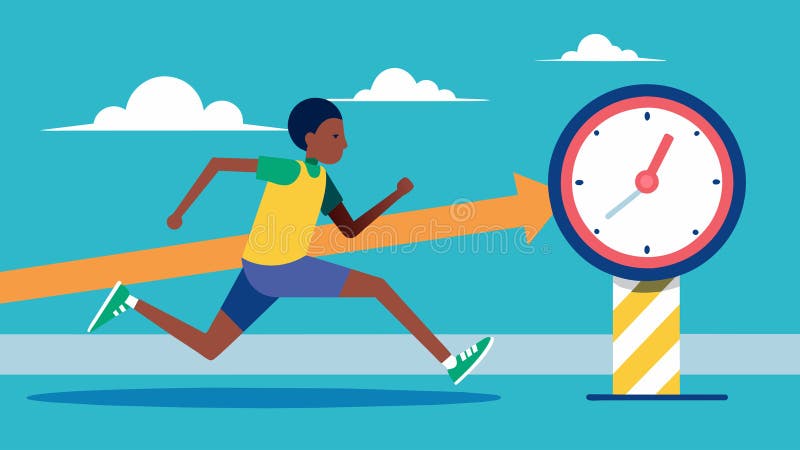 The Clock Stops As the Sprinter Crosses the Finish Breaking the Record ...