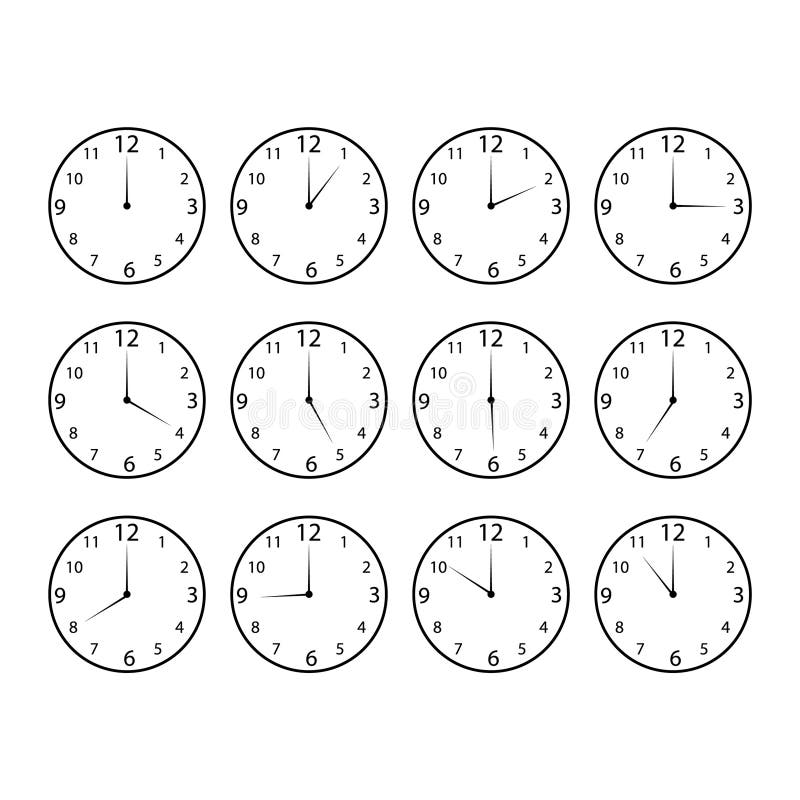 Clock striking twelve stock vector. Illustration of circle - 377192471