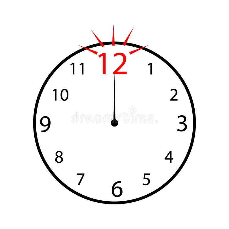 Clock striking twelve stock illustration. Illustration of artwork ...