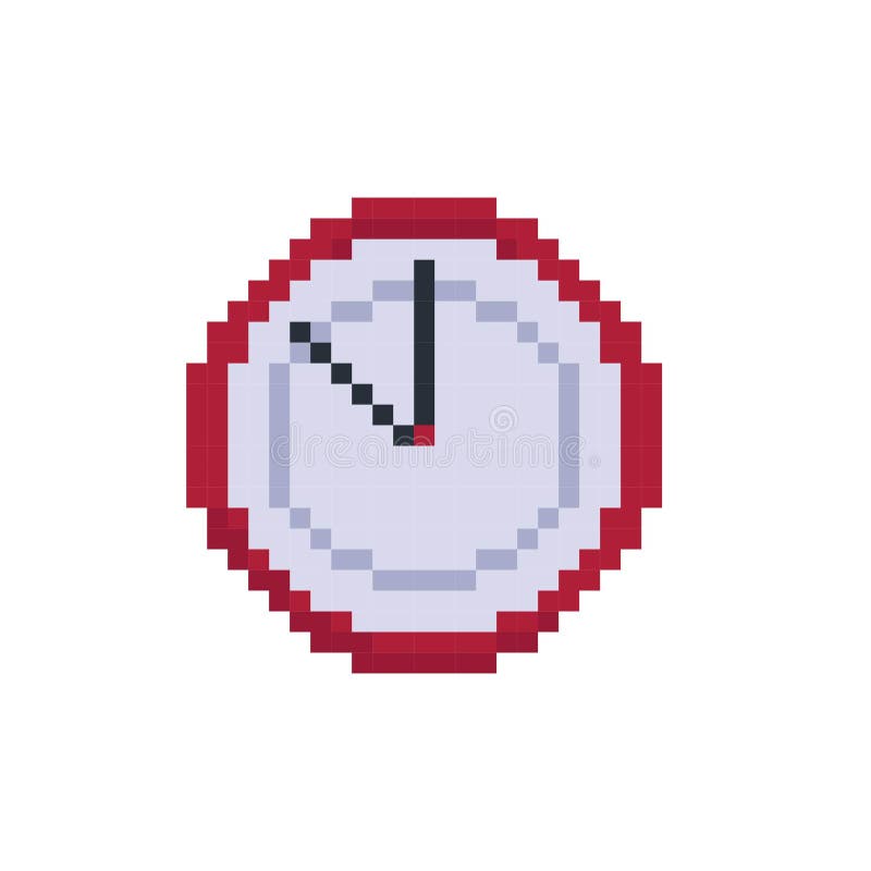 Clock in the Style of Pixel Art. Vector Illustration Isolated on a ...