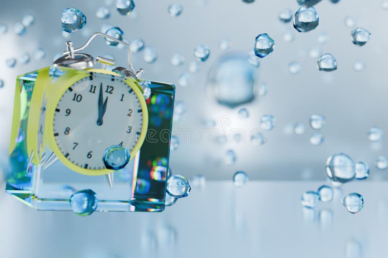 A Clock Submerged in Water, Surrounded by Bubbles, Symbolizing the ...